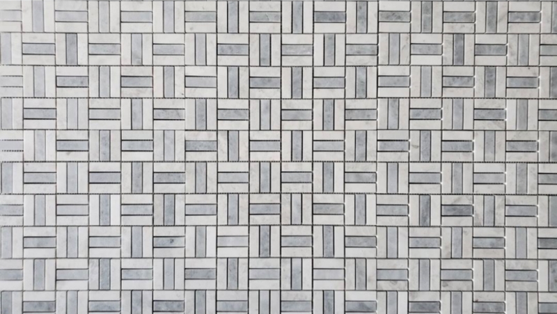 Carrara White Marble with Thassos Linear Mosaic Tile - Stone Mosaic ...